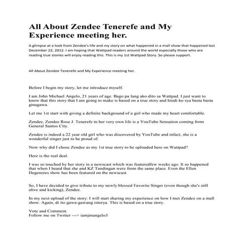 All about zendee tenerefe and my experience meeting her | PDF