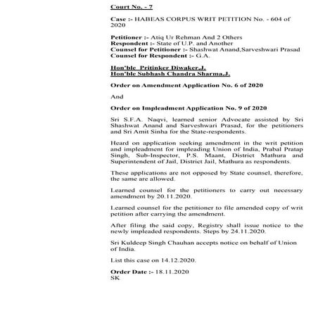 Allahabad hc order notice issued pfi | PDF