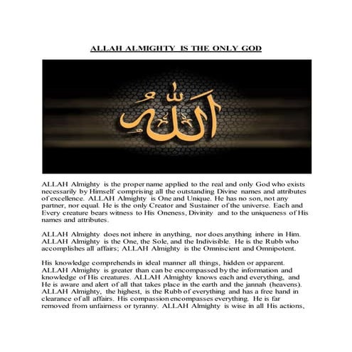 Allah almighty is the only god | DOCX
