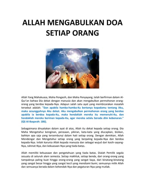Allah Mengabulkan Doa Setiap Orang | PDF