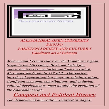 Allama Iqbal Open University BS code 9356 topic Gandhara Art Of ...