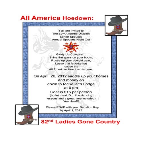 82nd Sr. Spouses "All American Hoedown" | PDF