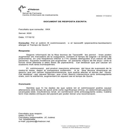 Allargament quick amb tazocel cotrimoxazol def | DOC