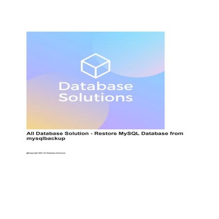 Restore Mysql Database From Mysqlbackup Pdf
