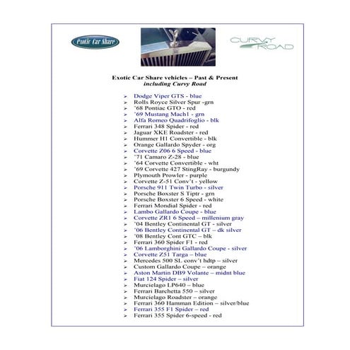 All ecs cars past & present jan 2011 | PDF