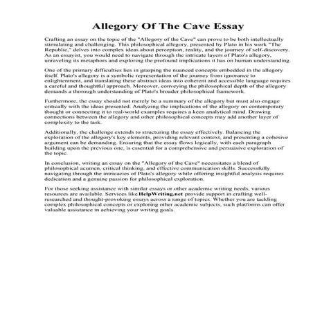 Allegory Of The Cave Essay. Platos allegory of the cave essay topics ...
