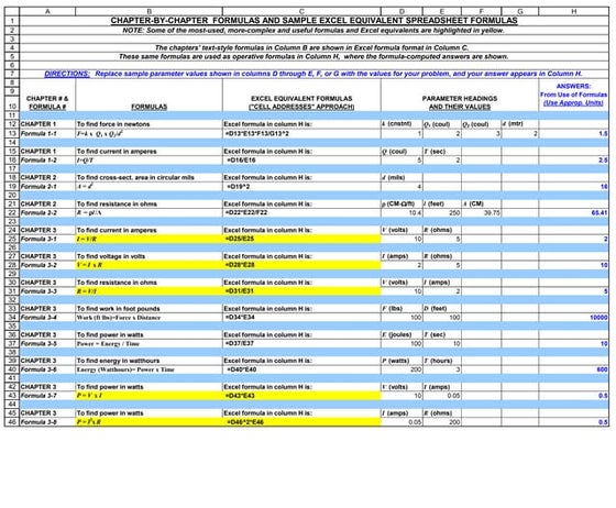Excel Engineering Formulas | DOCX