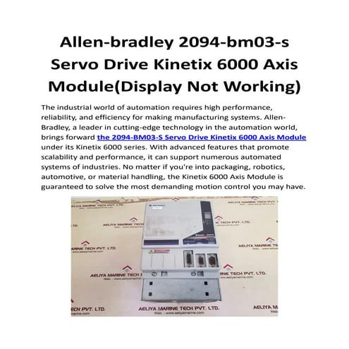 Allen-bradley 2094-bm03-s Servo Drive Kinetix 6000 Axis Module(Display ...