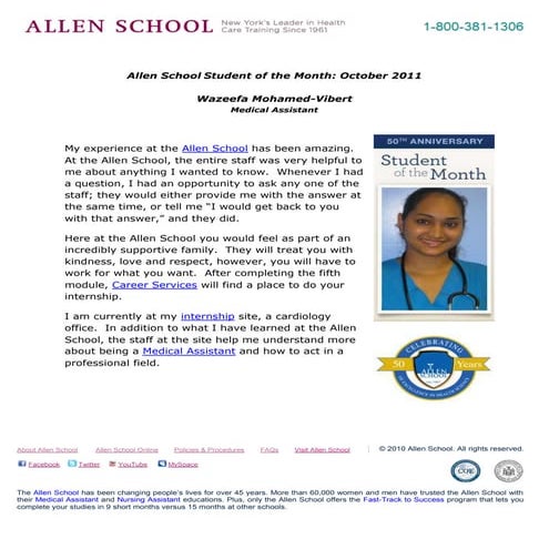 Allen School Student of the Month: October 2011 | DOCX