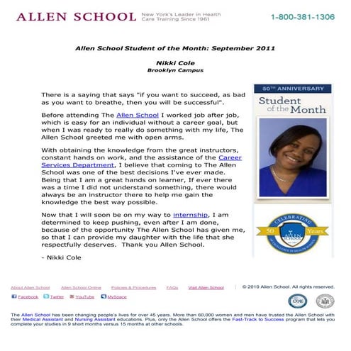 Allen School Student of the Month: October 2011 | DOCX