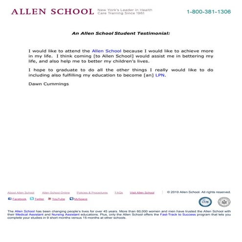 Allen School Student of the Month: October 2011 | DOCX