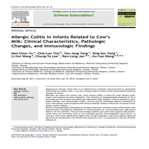 Allergic colitis in breast fed infants 台兒醫誌 2013 | PDF