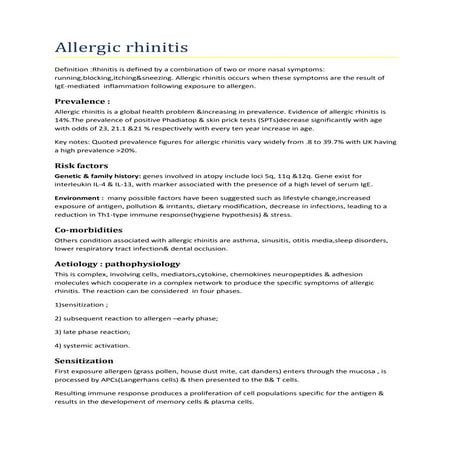 Allergic rhinitis - presentation | PPTX