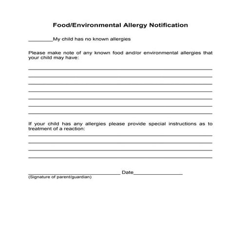 Allergy Form | PDF