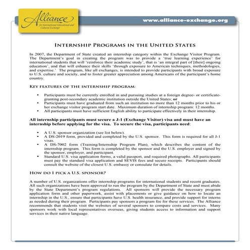 Alliance intern fact sheet 10 | PDF