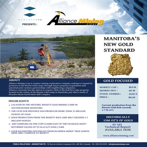Alliance Mining (ALM:tsxv) - Factsheet | PDF