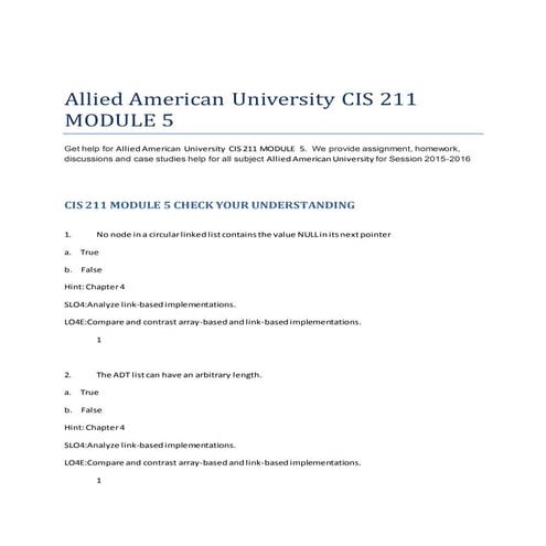 Allied american university cis 211 module 6 & 7 | DOCX