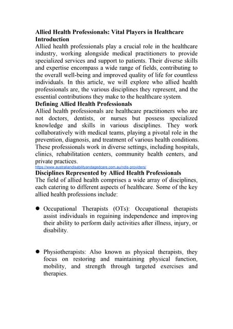 Medical and allied health profession | PPTX