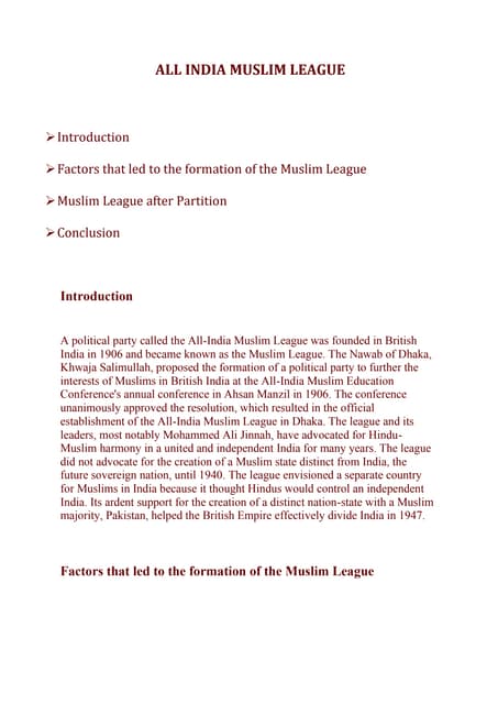 Evolution of Muslim leage | DOCX | Islam | Religion & Spirituality