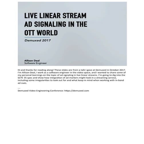 Live Linear Stream Ad Signaling in the OTT World | PDF