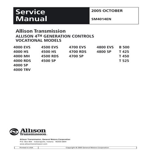 Allison 4500 Rds Service Manual | PDF
