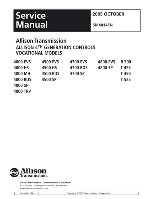 Allison transmission at 545 Repair Workshop Service Manual | PDF