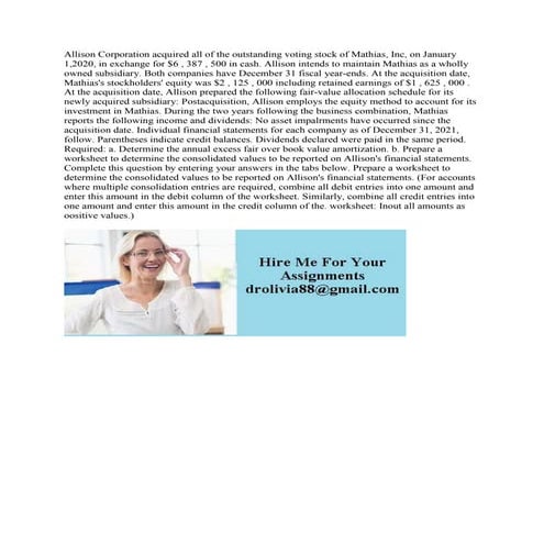 Allison Corporation acquired all of the outstanding voting stock of Ma.docx