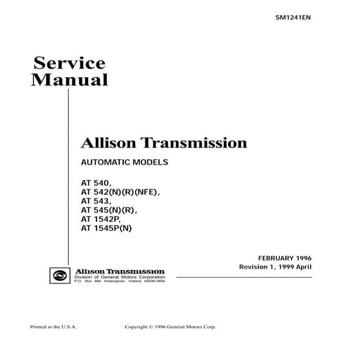 Allison transmission at 545 Repair Workshop Service Manual | PDF