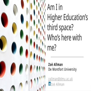 Higher Education's third space by Zoe Allman | PPT