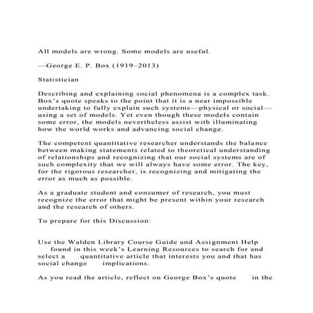All models are wrong. Some models are useful.—George E. P. B.docx