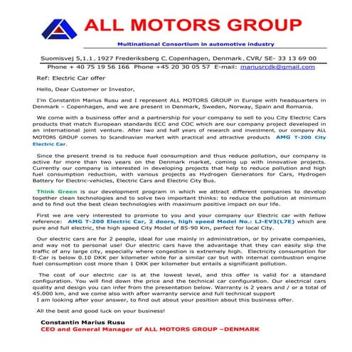 All motors business offer | PDF