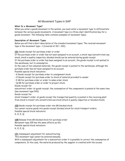 List of movement types with descriptions | PDF