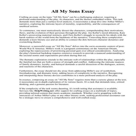 All My Sons Essay | PDF