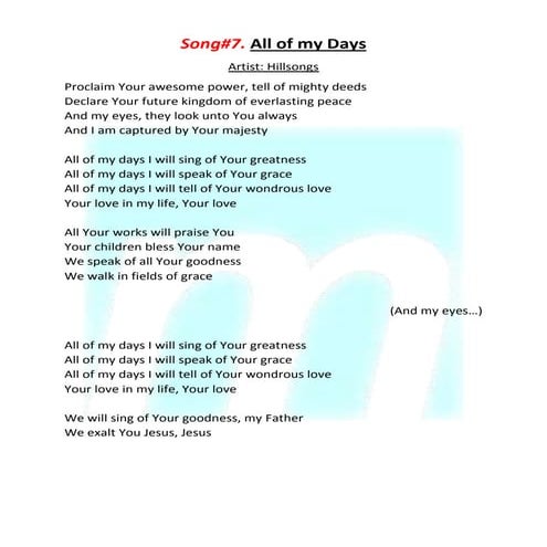All of my days - ♫ MUSICINCHRIST | PDF