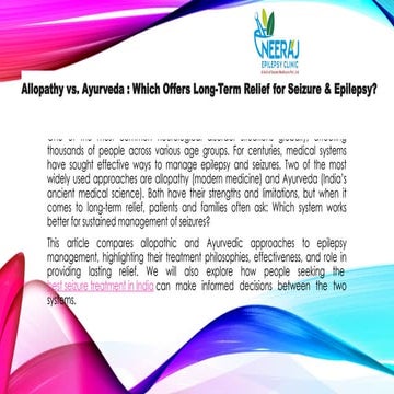 Allopathy vs Ayurveda Which Offers Long Term Relief for Seizure ...
