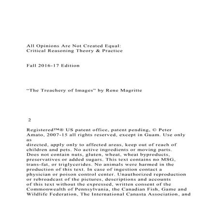 All Opinions Are Not Created Equal Critical Reasoning Th.docx