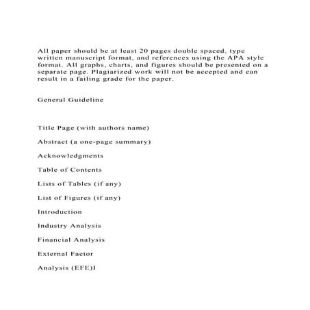 All paper should be at least 20 pages double spaced, type writte | PDF