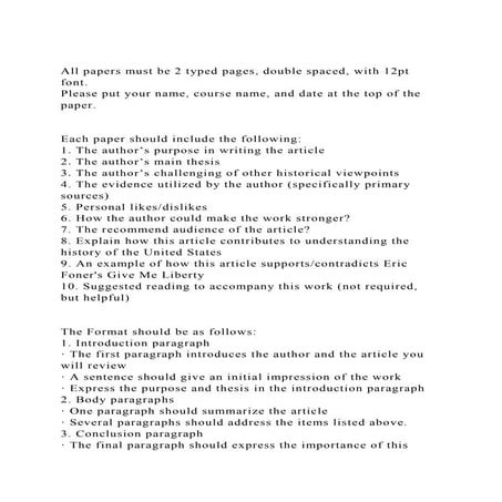 All papers must be 2 typed pages, double spaced, with 12pt font..docx