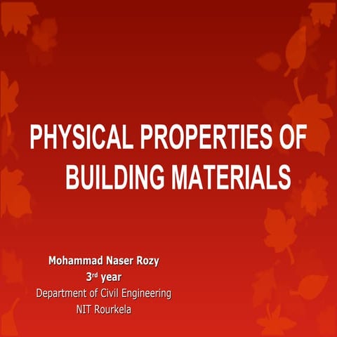 Physical properties of Building materials. | PPT