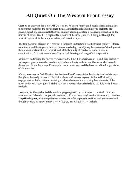 Essay On All Quiet On The Western Front.pdf