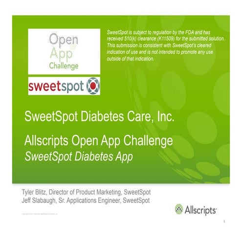 Allscripts Open App Challenge Phase 1 Submission (SweetSpot Diabetes ...