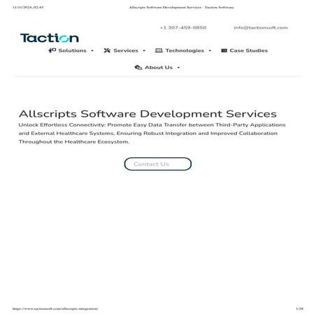 Allscripts Software Development Services Taction Software Pdf