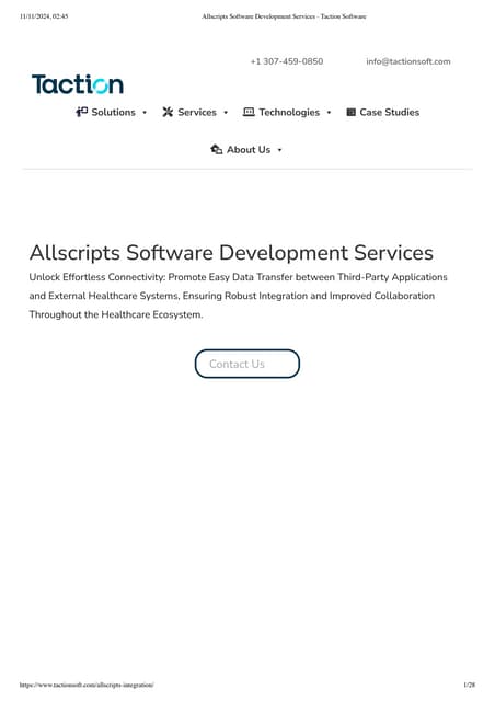 Allscripts Software Development Services Taction Software Pdf