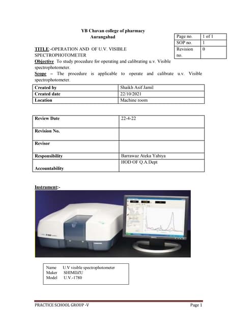 Calibration of uv visible spectrophotometer | PPTX | Chemistry | Science