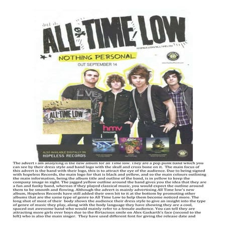 All Time Low advert analysis | DOCX