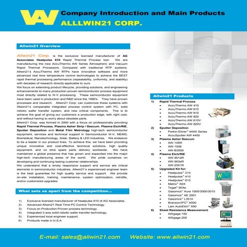 Allwin21 and main products | PDF