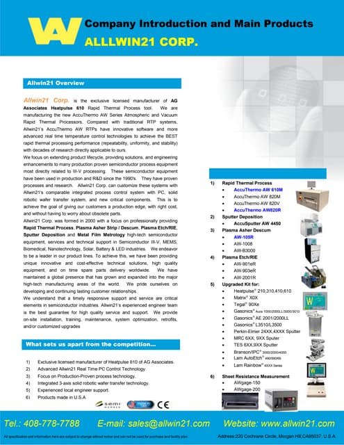 Plasma Asher Plasma Descum AW-105R | PDF | Home Appliances | Home & Garden