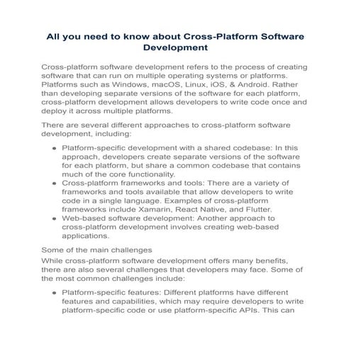 All You Need To Know About Cross Platform Software Development Pdf