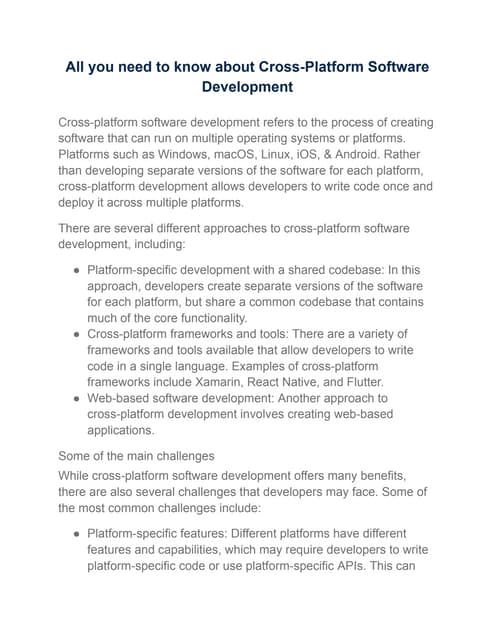 All You Need To Know About Cross Platform Software Development Pdf