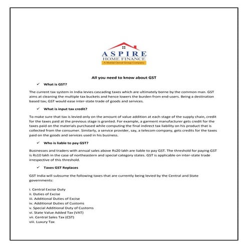 All you need to know about GST! | PDF